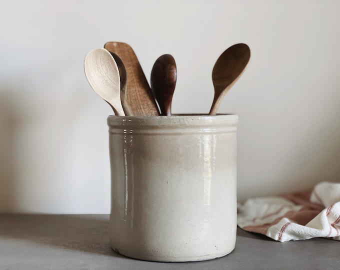 VINTAGE | Greige Stoneware Canister | Modern Farmhouse | Antique ...