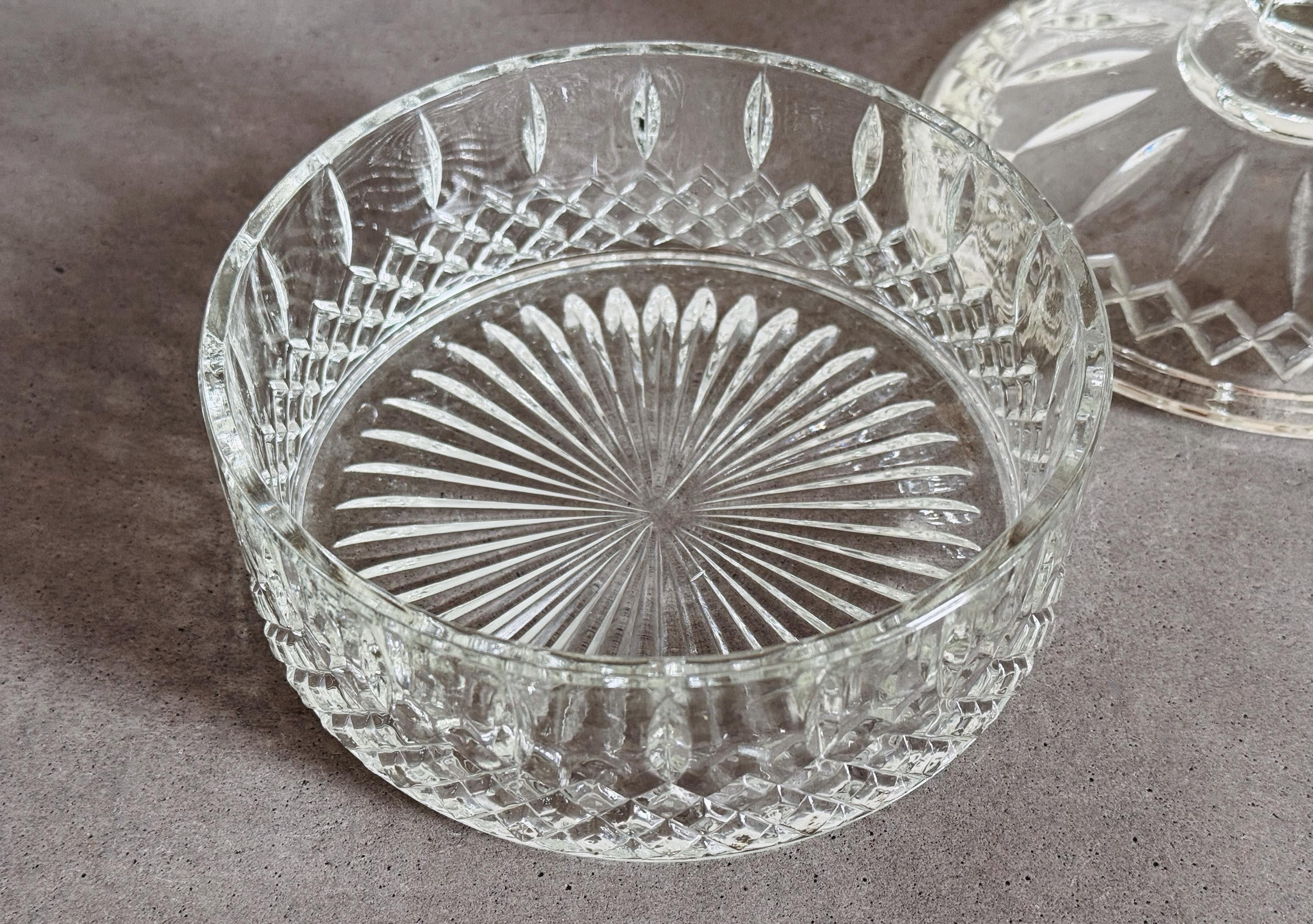 VINTAGE | Etched Glass Lidded Bowl | Indiana Glass Princess Covered ...