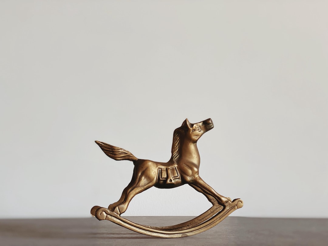 VINTAGE | Brass Rocking Horse | Vintage Nursery Decor | Baby Shower ...