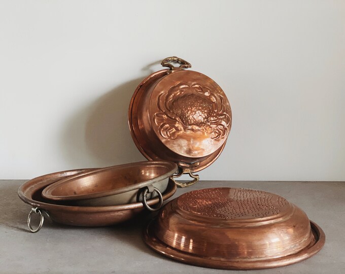 VINTAGE | Assorted Small Copper Pans | European Farmhouse Kitchen ...