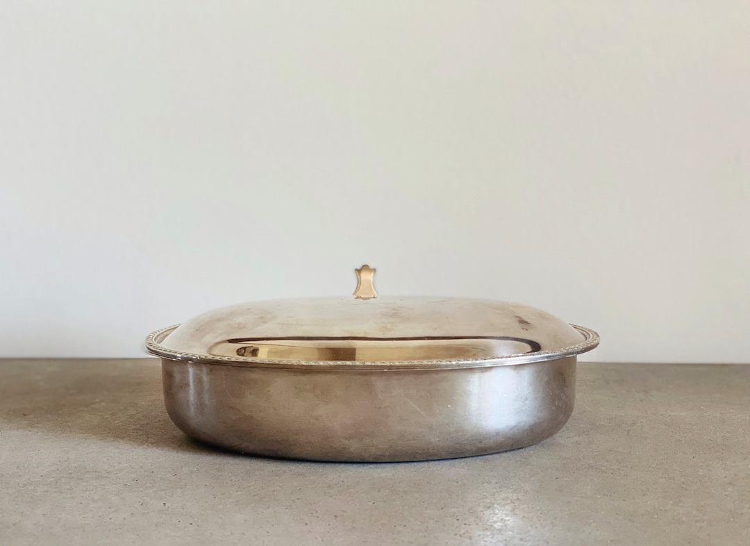 VINTAGE | Lidded Silver Plated Container | Wallace Silversmiths Oval ...
