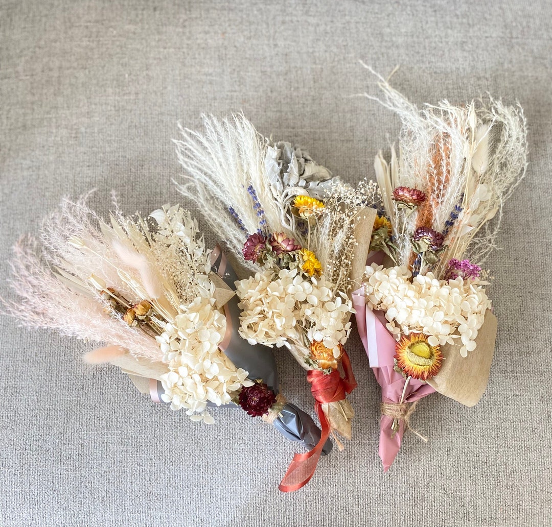 Dried Flower Bouquet Rustic Posy Arrangement Pampas Grass Bouquet ...