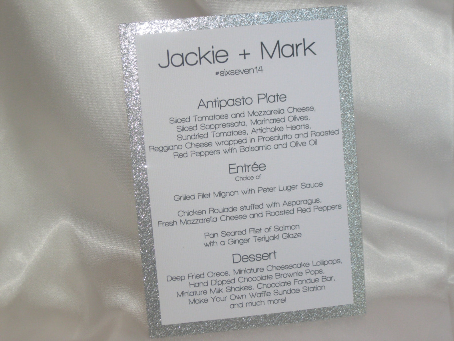 Silver Glitter Menu Wedding Bridal Shower Metallic Anniversary Party ...