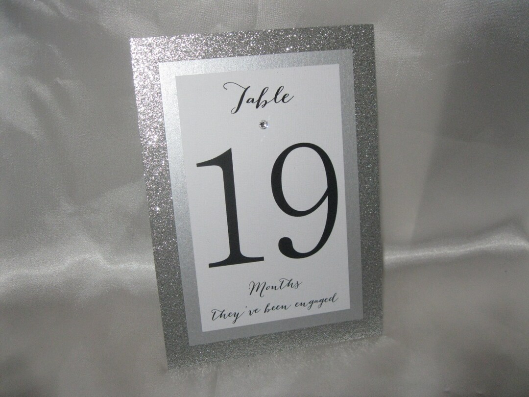 Silver Glitter Wedding Table Numbers Double Sided Wedding Bridal Shower ...