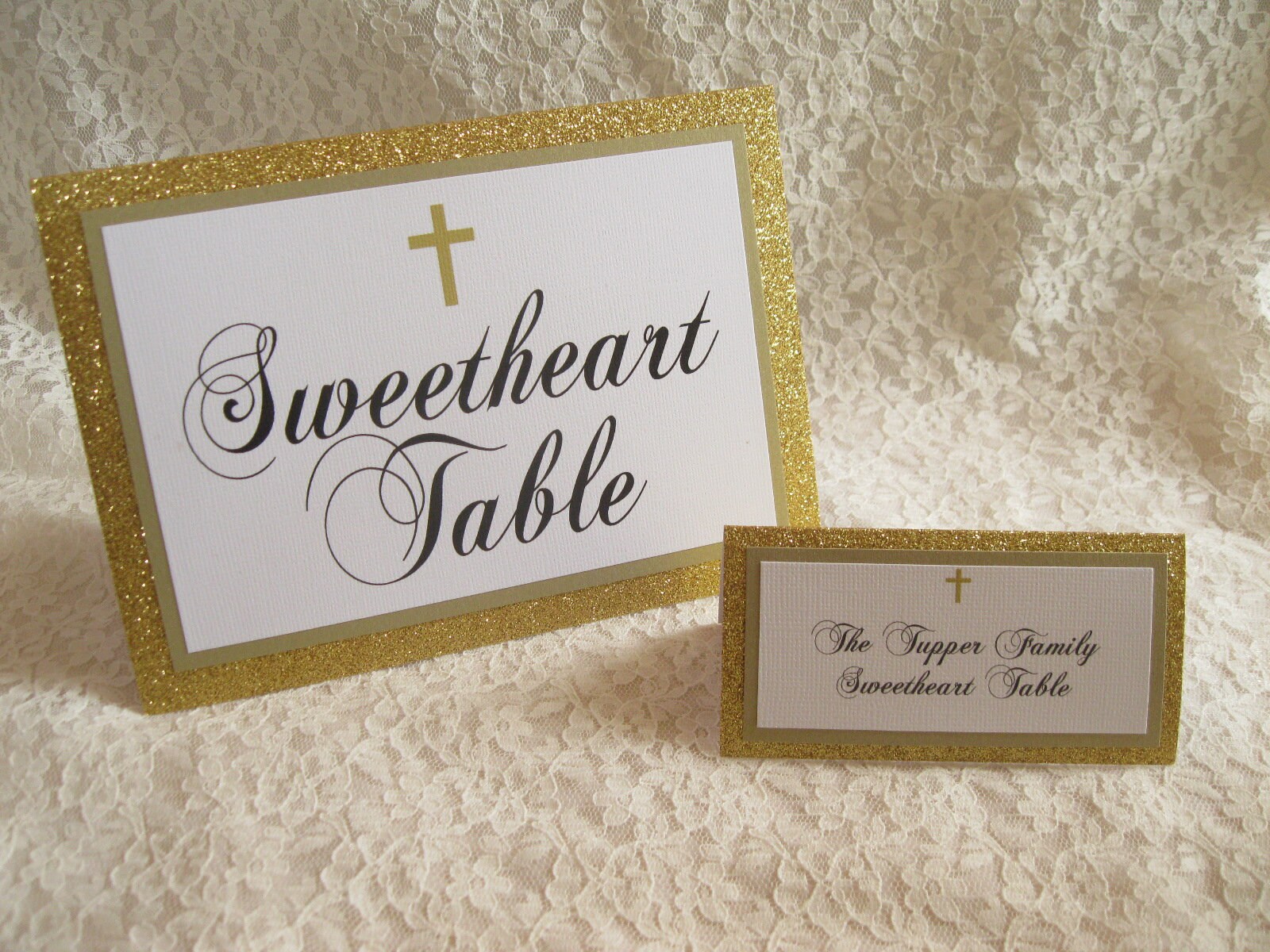 Gold Glitter Table Name Signs Customized Baptism Communion Anniversary ...