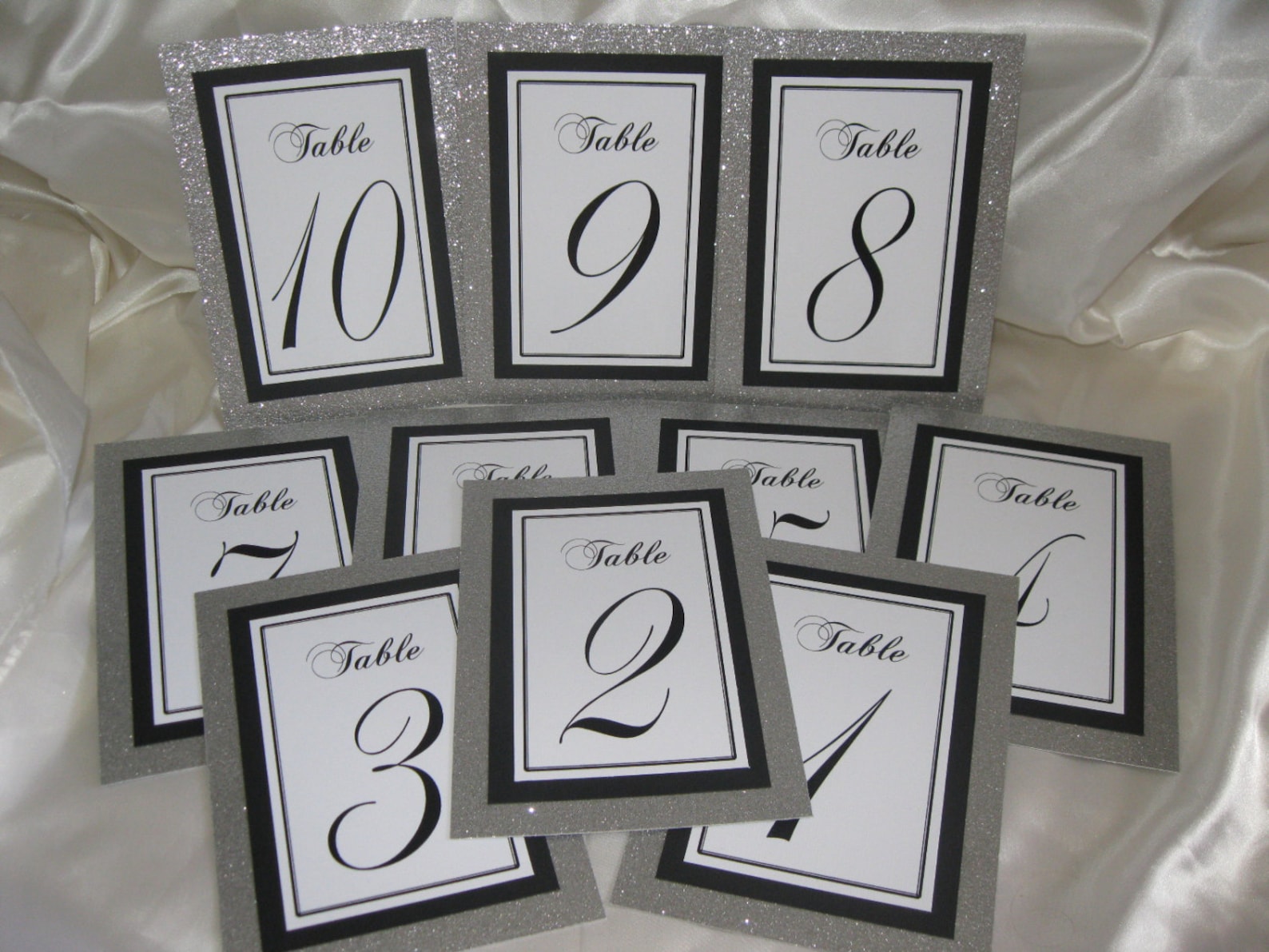 Silver Glitter & Black Wedding Table Numbers Set of 10 | Etsy