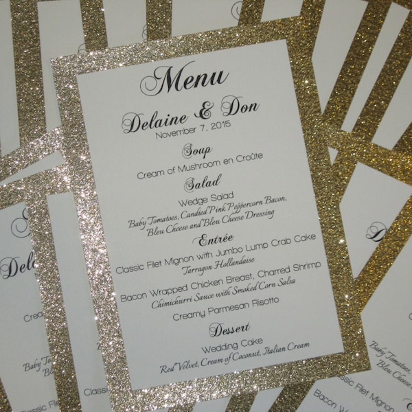 Silver Glitter Menu Wedding Bridal Shower Metallic Anniversary Party ...