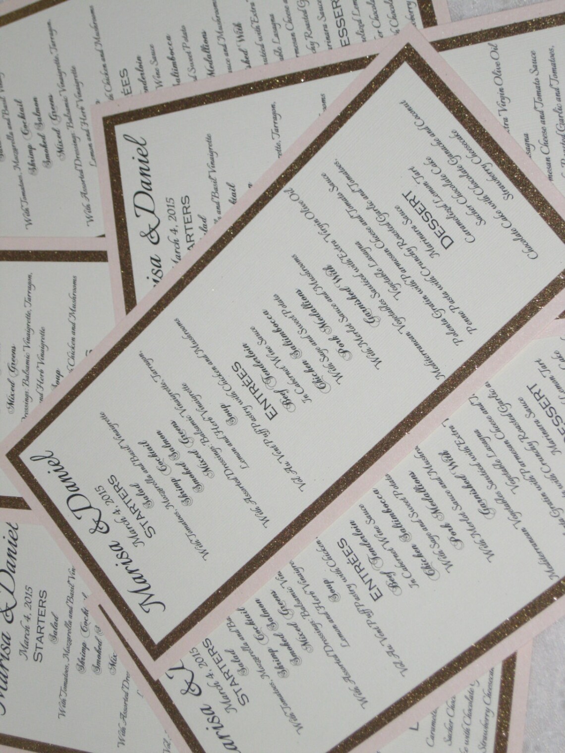 Blush Gold Glitter & Ivory Menu Wedding Bridal Shower | Etsy