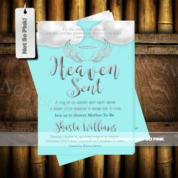 Heaven Sent Baby Shower Invite | Etsy