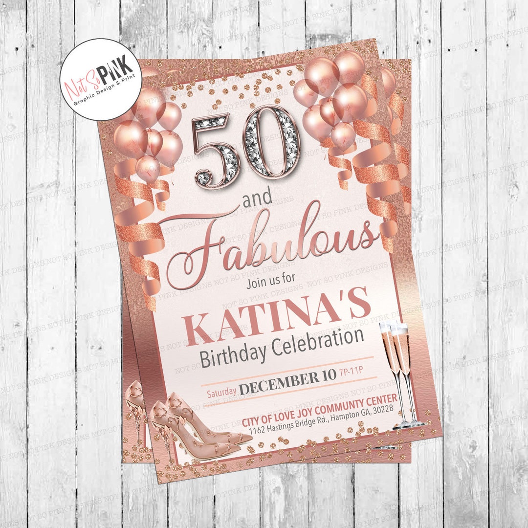 Rose Gold Milestone Birthday Invitation - Etsy