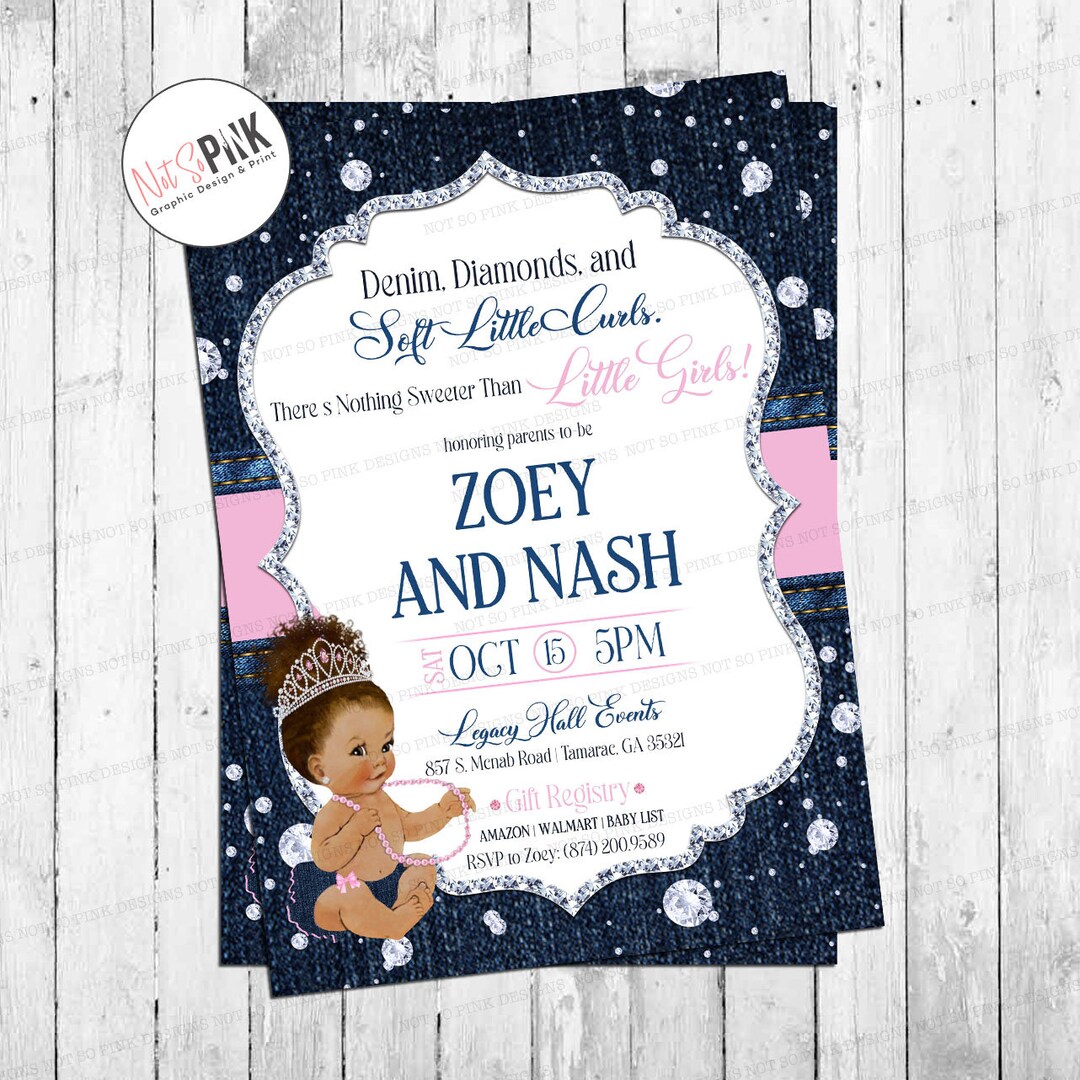 Denim and Diamonds Baby Shower Invitation - Etsy
