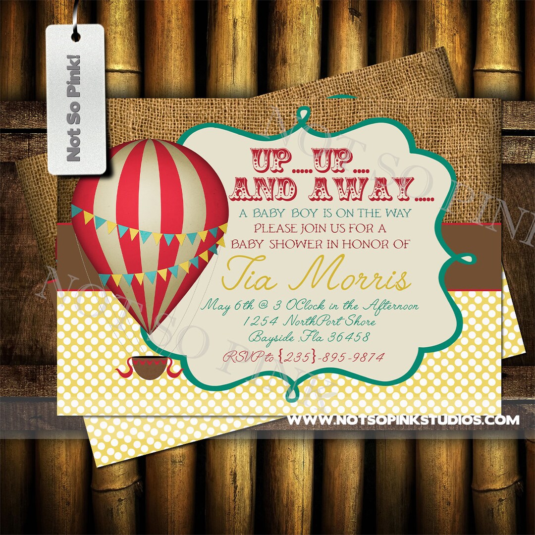 Vintage Hot Air Balloon Invitation - Etsy