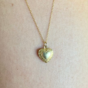 Small Heart Locket ~ Tiny Vintage Heart Etched Brass Floral Keepsake ...