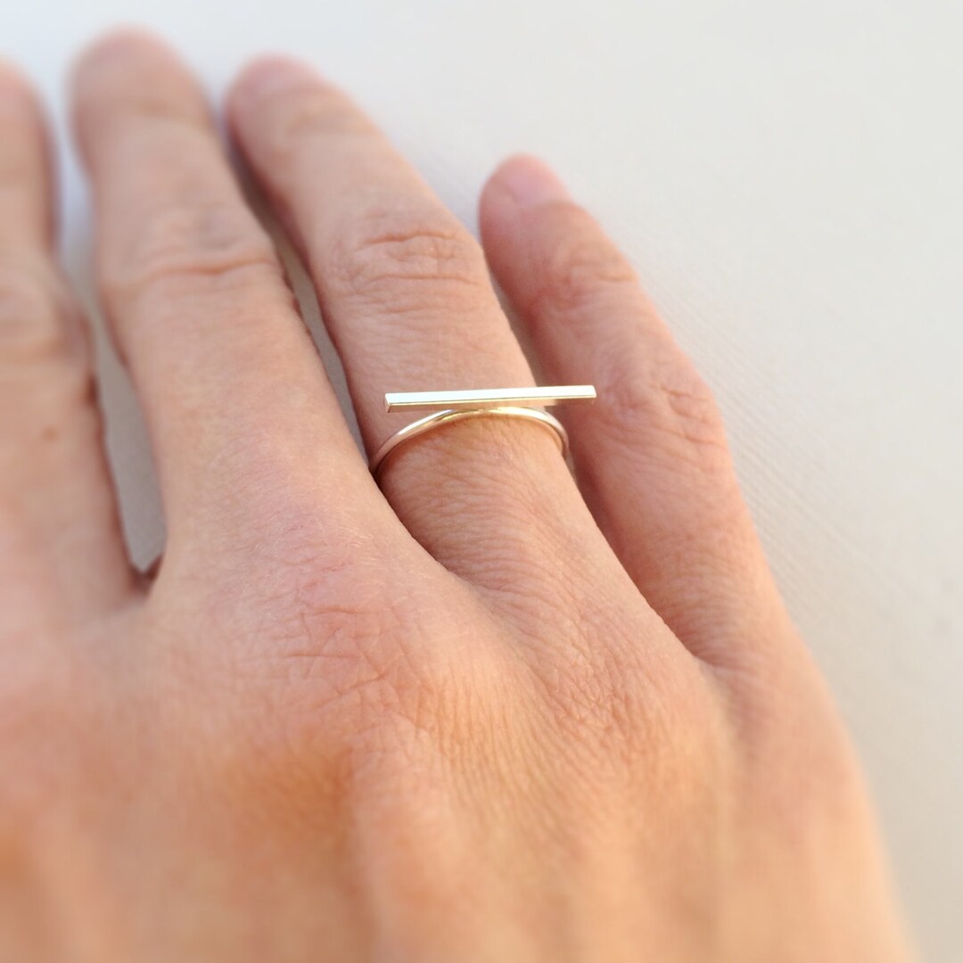 Silver Bar Ring Minimal Sterling Silver Horizontal Line Ring Simple ...