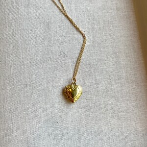 Small Heart Locket ~ Tiny Vintage Heart Etched Brass Floral Keepsake ...