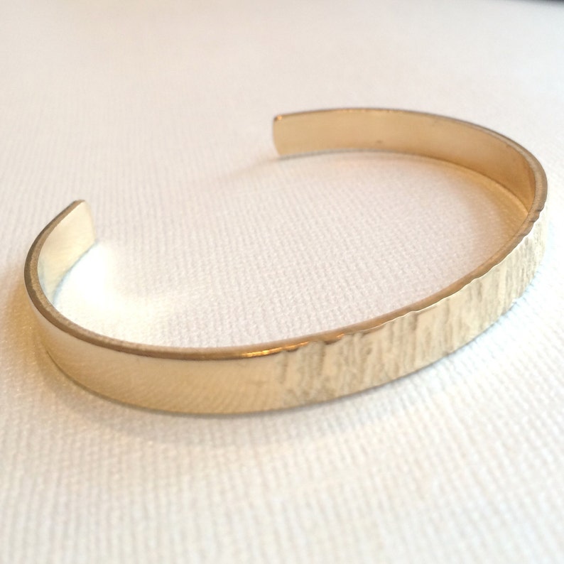 Textured Cuff Bracelet Simple Hand Forged Half Hammered - Etsy