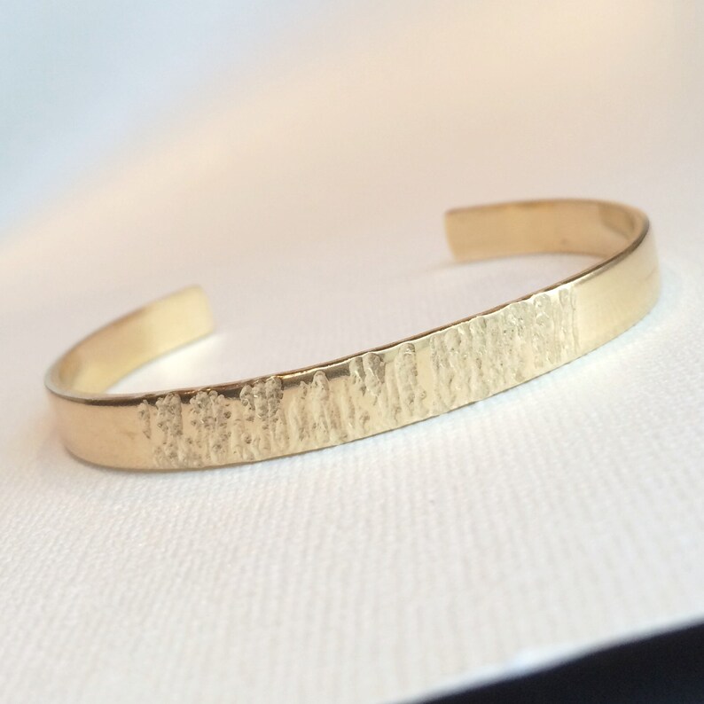 Textured Cuff Bracelet Simple Hand Forged Half Hammered - Etsy