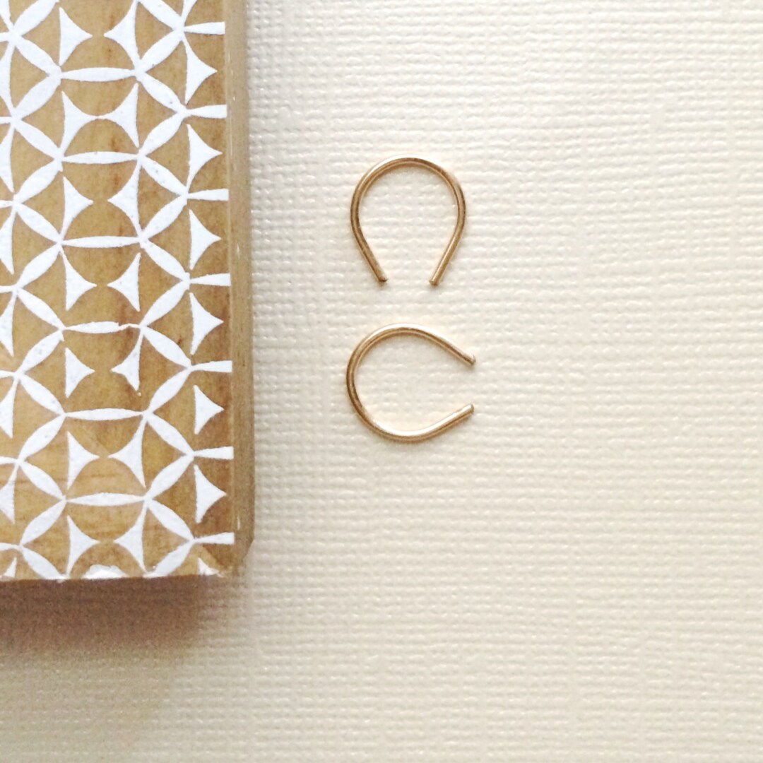 Tiny Gold Horseshoe Hoops ~ Minimal Modern Handmade Small Open Arc Hoop ...