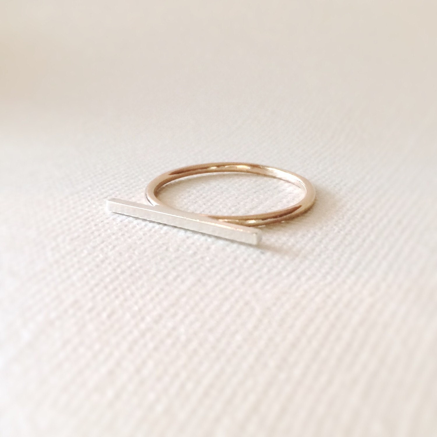 Mixed Metal Bar Ring Minimal 14k Gold Filled and Sterling | Etsy
