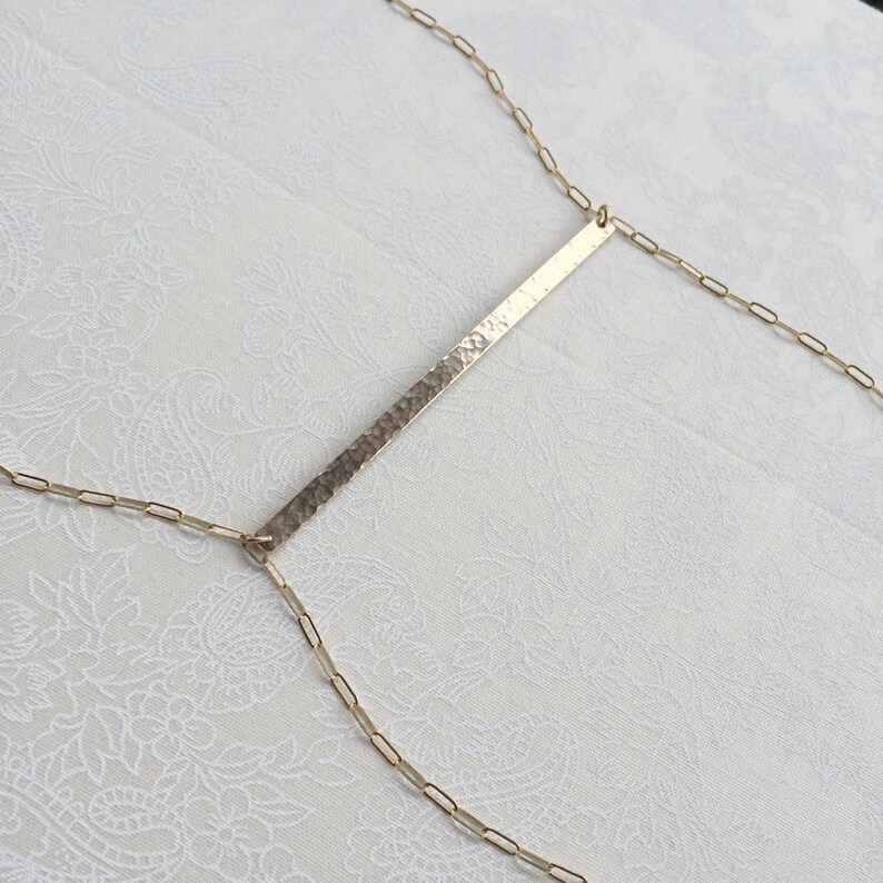 Long Gold Bar Necklace 14k Gold Filled Horizontal Line | Etsy