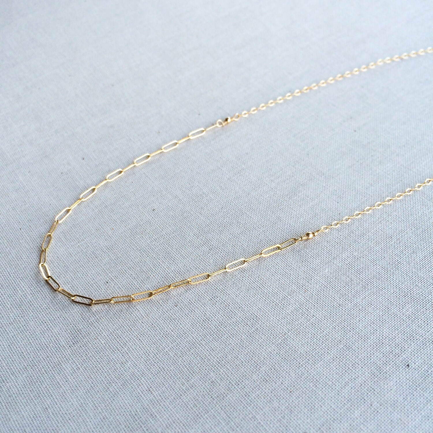 Double Chain Necklace ~ Tiny Gold Beads Connect Two 14k Gold Fill ...