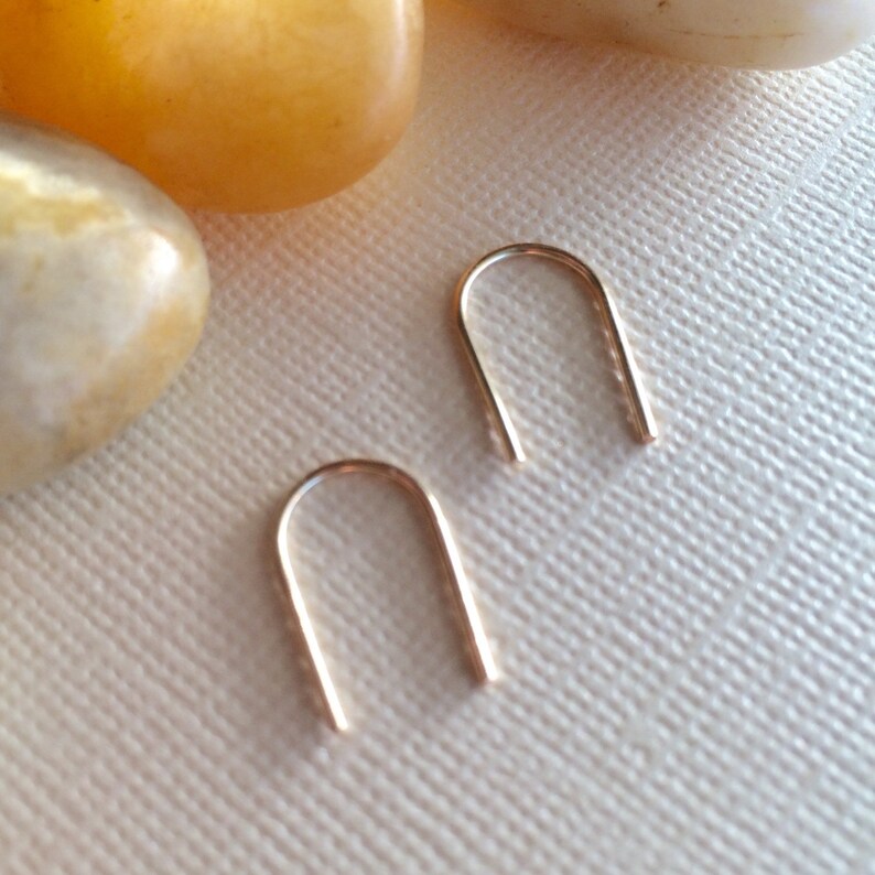 Small Gold Arc Threader Earrings Half Inch Minimal Modern | Etsy