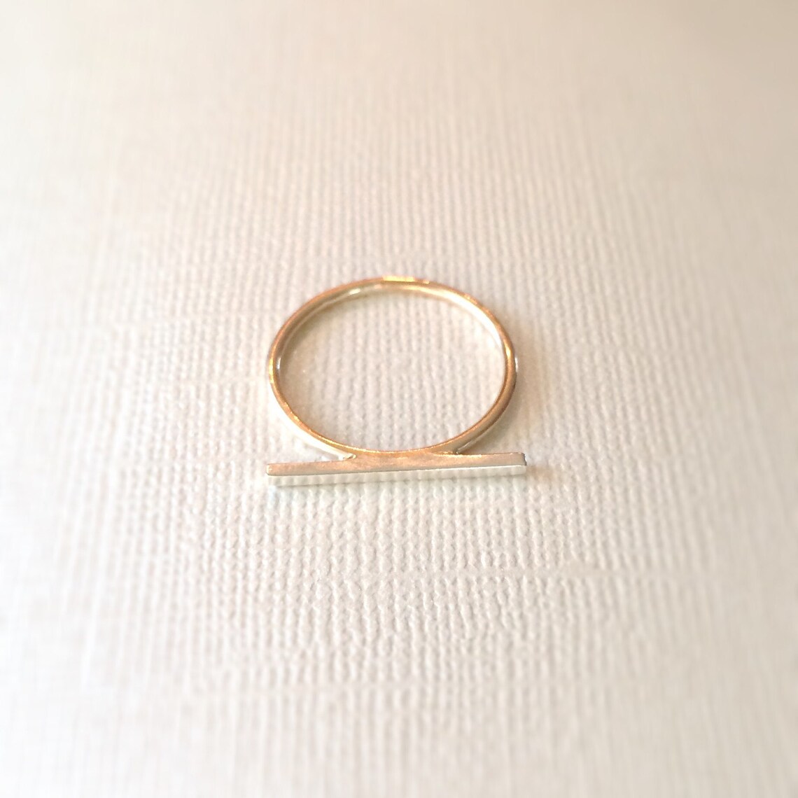 Mixed Metal Bar Ring Minimal 14k Gold Filled and Sterling - Etsy