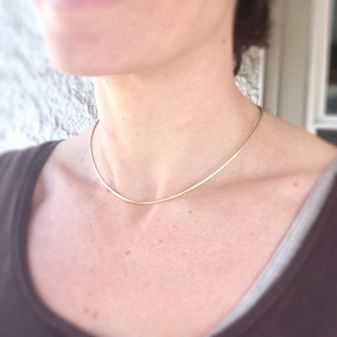 Gold Neck Cuff Simple Brass Wire Choker Minimal Gold - Etsy
