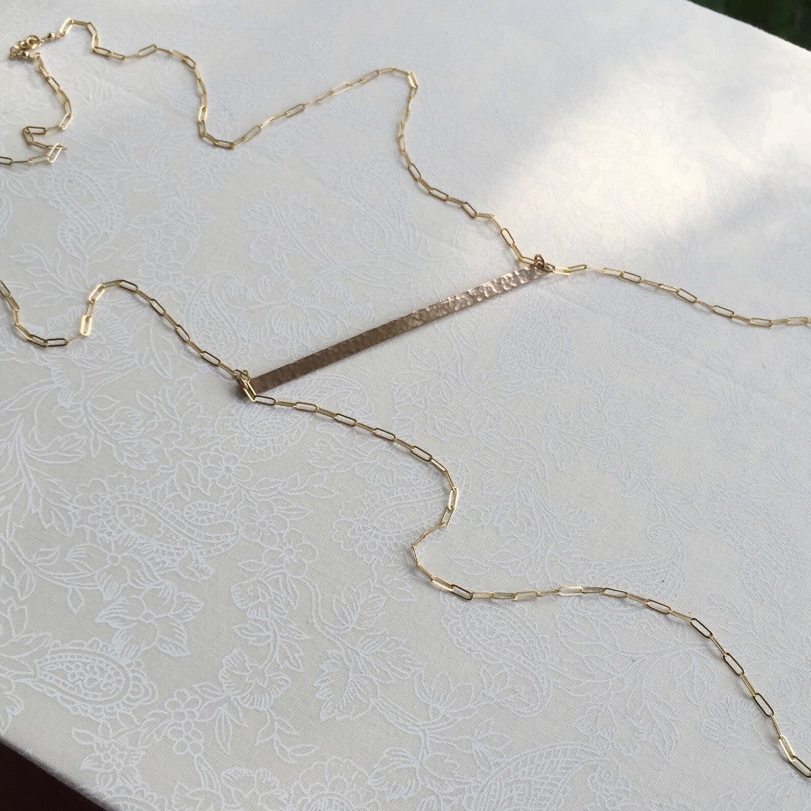 Long Gold Bar Necklace 14k Gold Filled Horizontal Line | Etsy