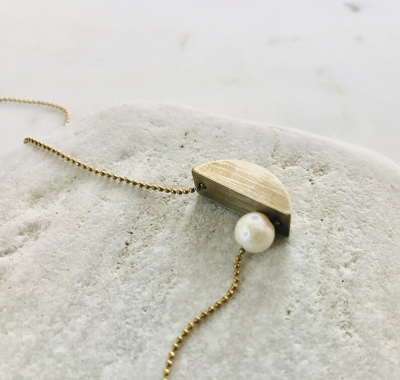 Abstract Half Moon Necklace Contemporary Pearl Necklace - Etsy