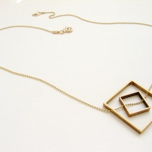 Square Statement Necklace, Square Pendant Necklace, Square in Square ...