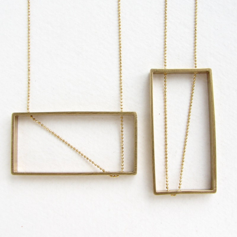 Rectangular Pendant Necklace - Etsy