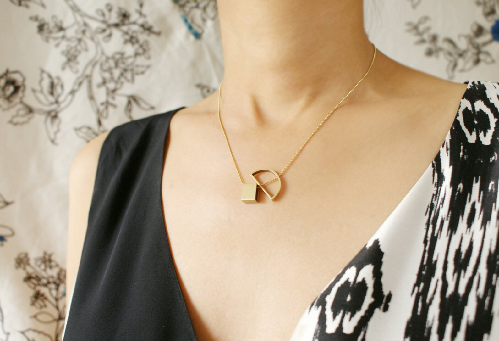 Abstract Pendant Necklace Pendant Brass Jewelry Geometric | Etsy