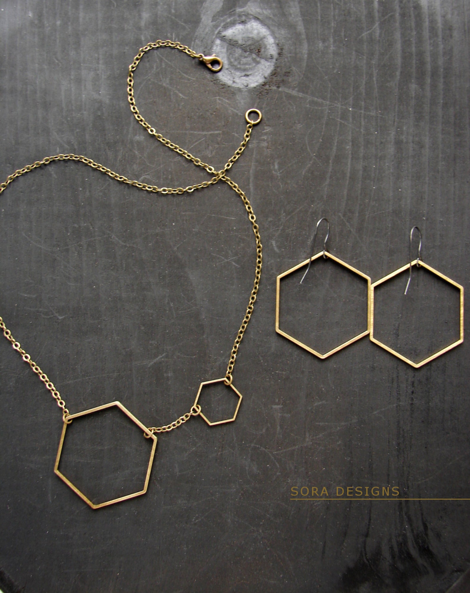 Hexagon Statement Necklace Honeycomb Necklace Hexagon - Etsy