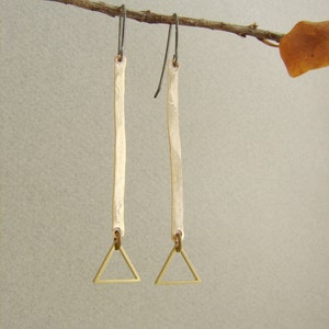 Triangle Drop Earrings, Gold Bar Triangle Drop, Brass Jewelry, Open ...