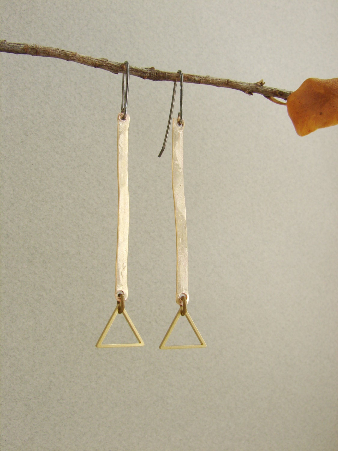 Triangle Drop Earrings Gold Bar Triangle Drop Brass Jewelry | Etsy