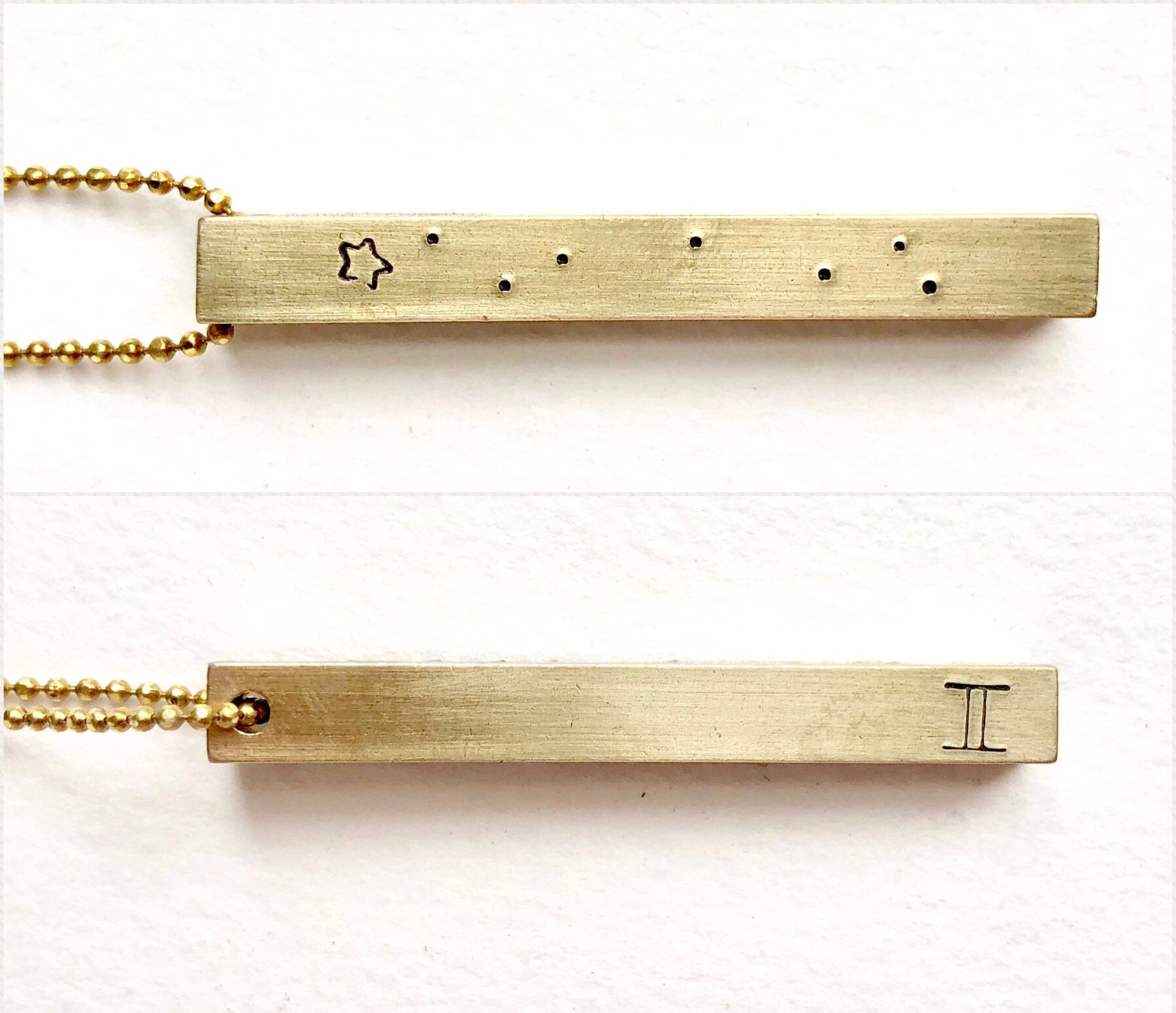 Gemini Constellation Jewelry Gemini Bar Necklace - Etsy