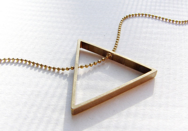 Brass Geometric Triangle Pendant Necklace, Minimalist Jewelry - Etsy
