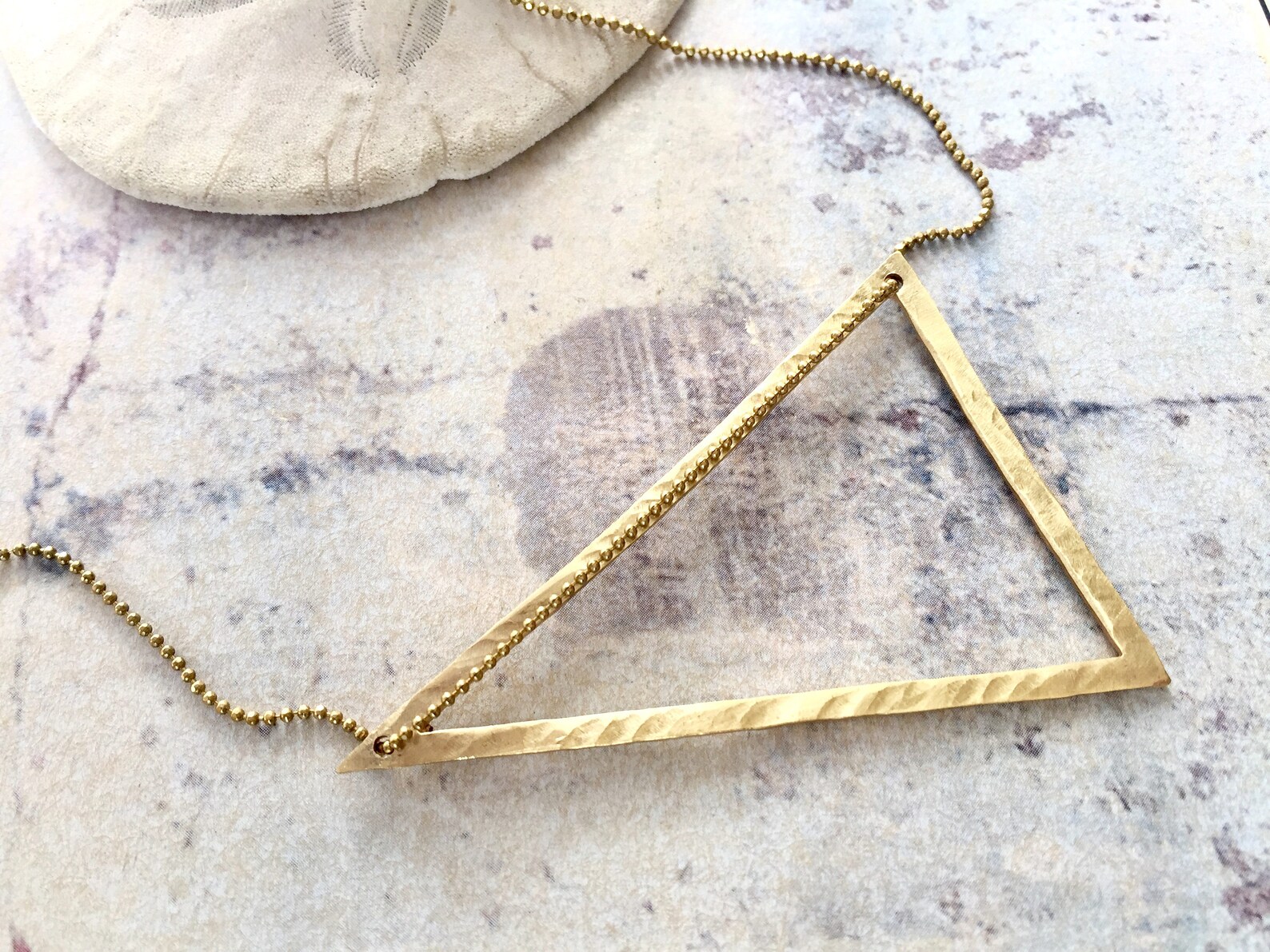 Big Triangle Necklace, Long Triangle Statement Necklace, Layered and ...