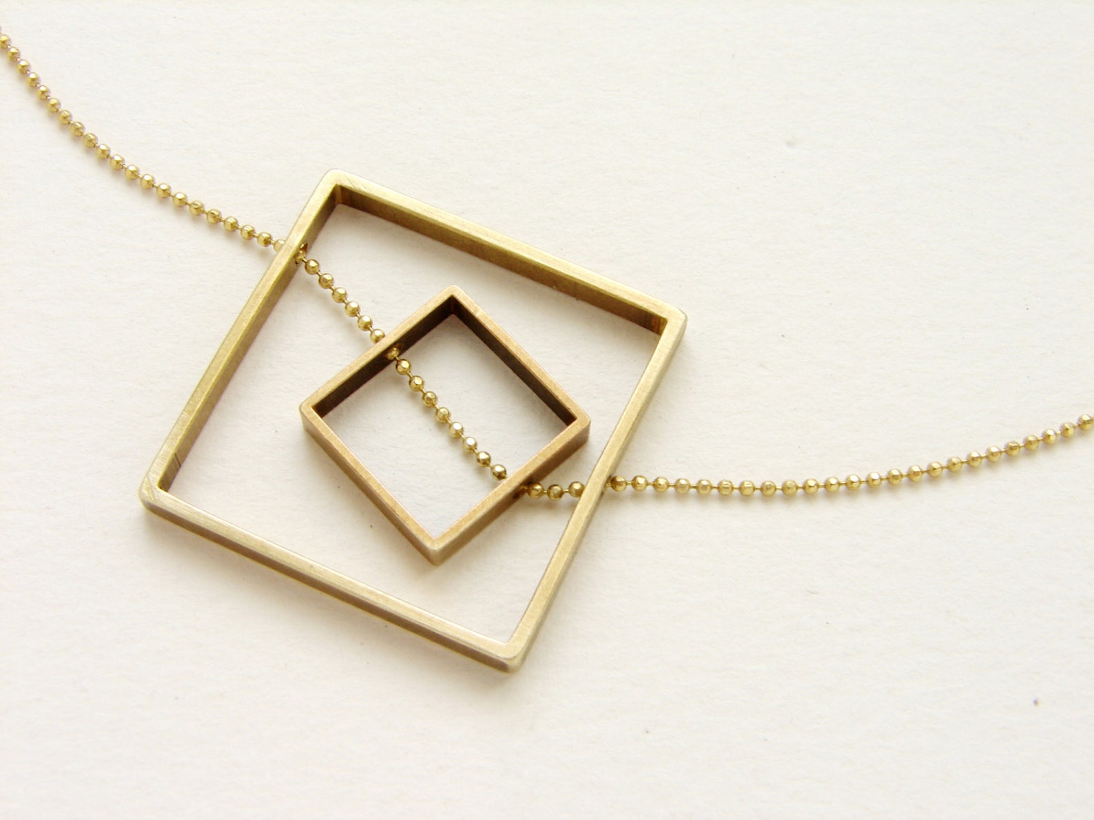 Square Statement Necklace, Square Pendant Necklace, Square in Square ...