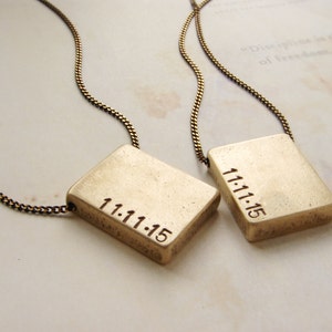 Date Necklace, Personalized Necklace Custom Hand Stamped Date Necklace ...