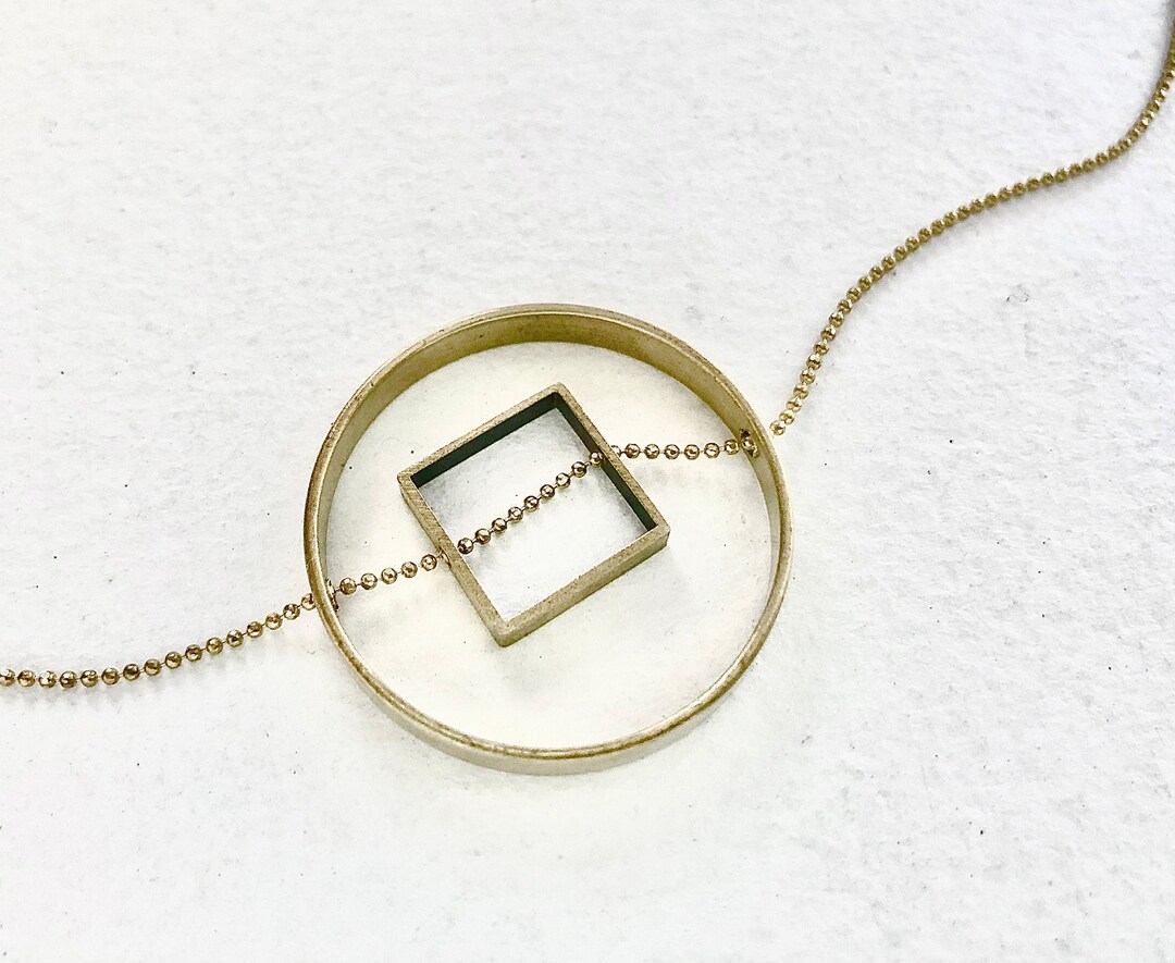 Square and Circle Necklace, Vector Necklace, Geometric Necklace, Unity ...