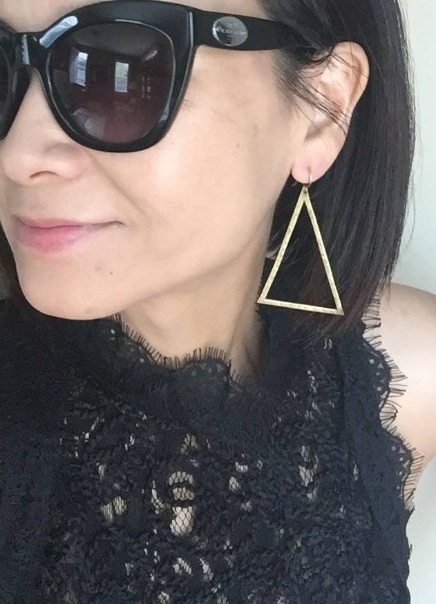 Large Triangle Hoop Earrings Triangle Hoops Triangle | Etsy