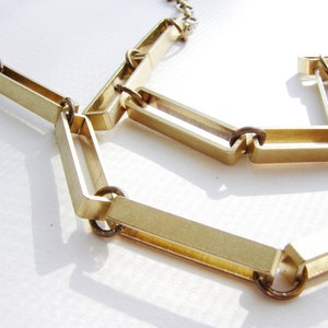 Chunky Chain Link Bangle, Rectangular Link Cuff, Geometric Bracelet ...