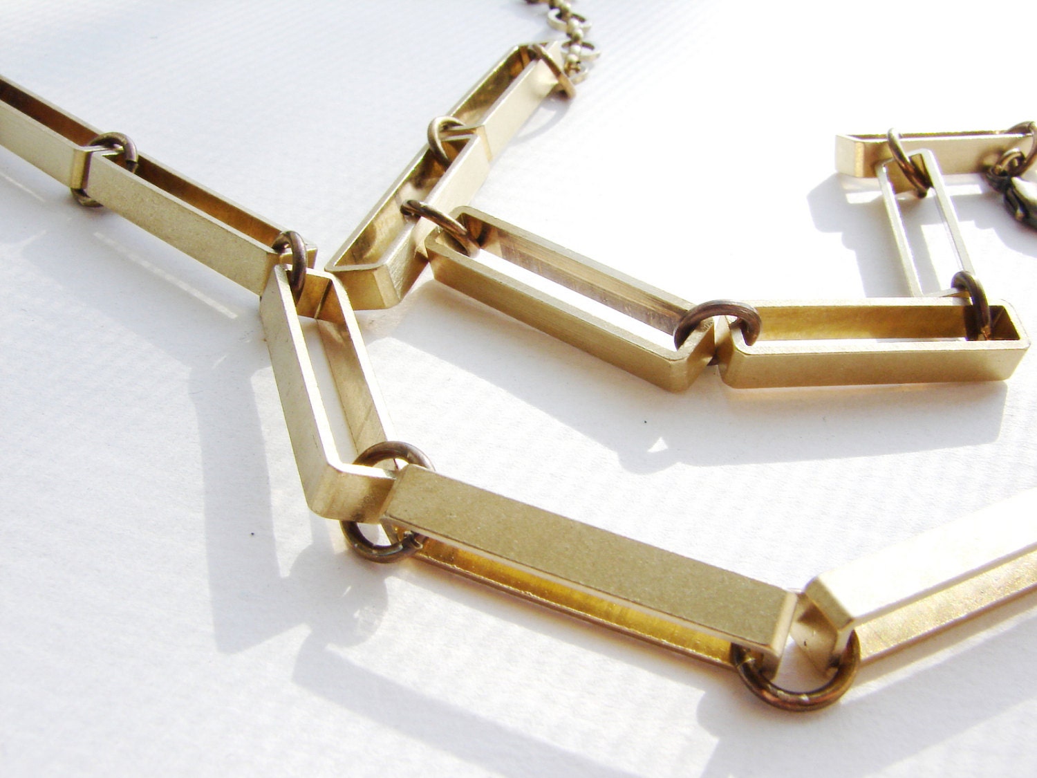 Chunky chain link bangle Rectangular link cuff geometric | Etsy