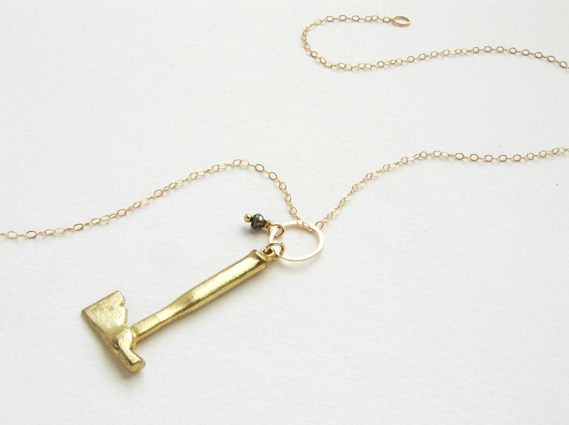 Axe Statement Necklace, Gold Axe Necklace, Tiny Gold Axe Charm Necklace ...