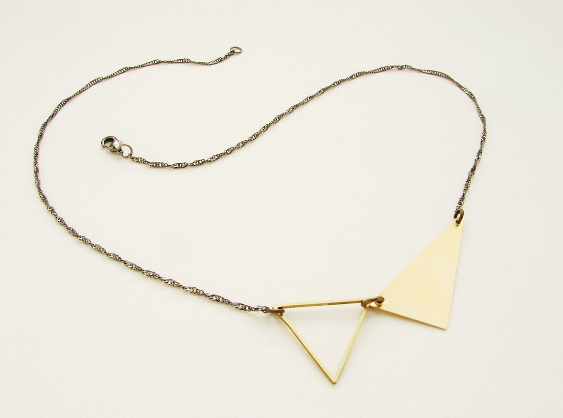 Right Triangle Necklace Geometric Pendant Double Triangle - Etsy