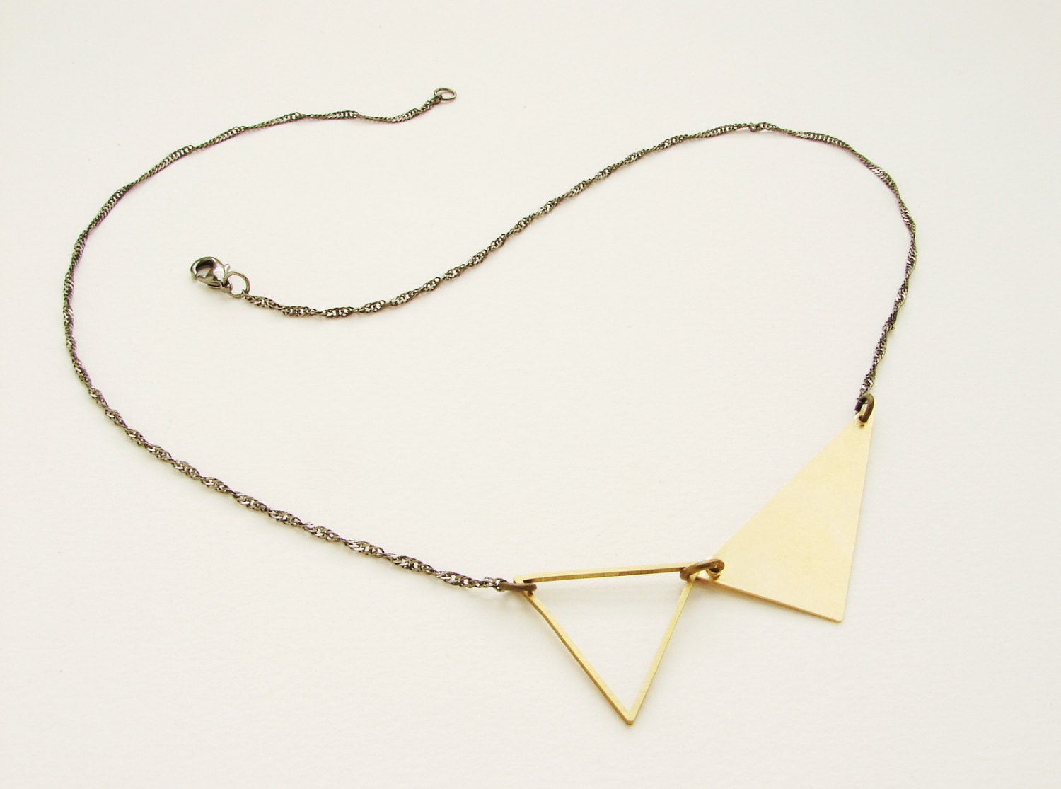 Right Triangle Necklace Geometric Pendant Double Triangle - Etsy