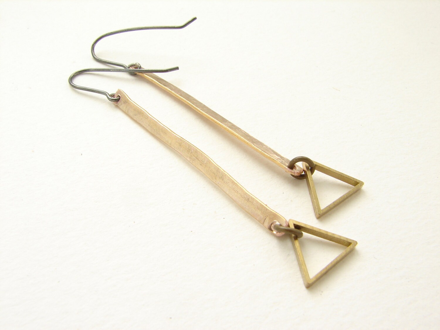 Triangle Drop Earrings Gold Bar Triangle Drop Brass Jewelry | Etsy
