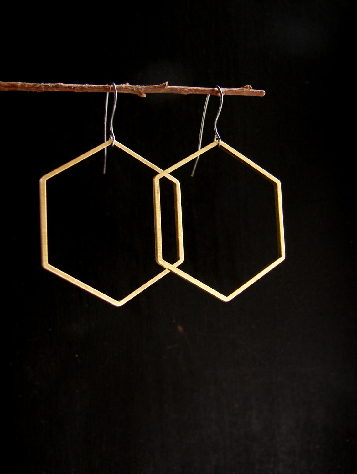 Hexagon Hoop Earrings Large Honeycomb Hoops Large Hexagon | Etsy